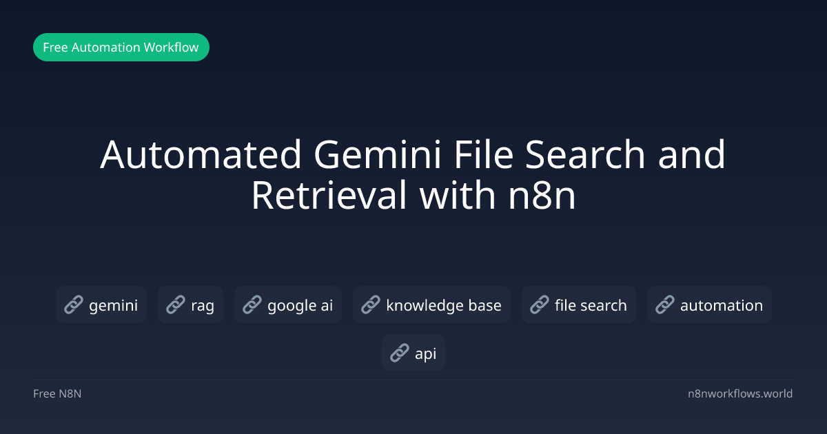 Automated Gemini File Search and Retrieval with n8n - Free n8n Workflow 2026 (Verified workflow ...